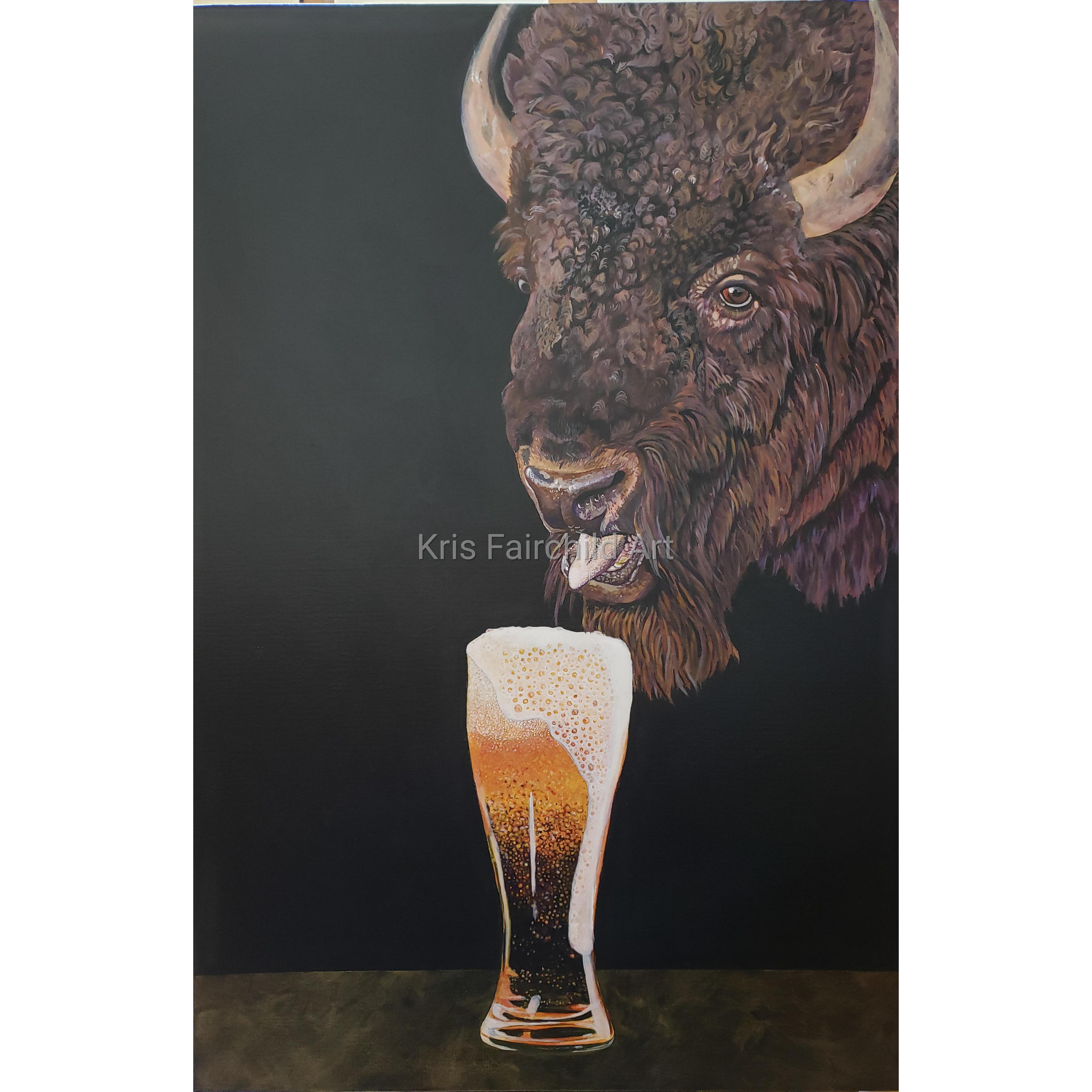 All American -Bison and Beer painting - Party Animals Series | Kris ...